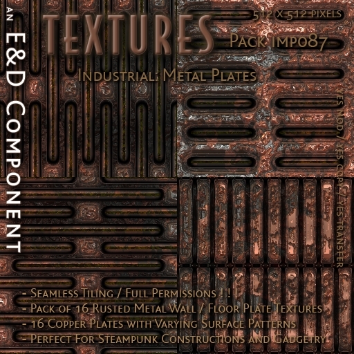 Second Life Marketplace - [IMP087] 16 Corroded Copper Steampunk Metal ...