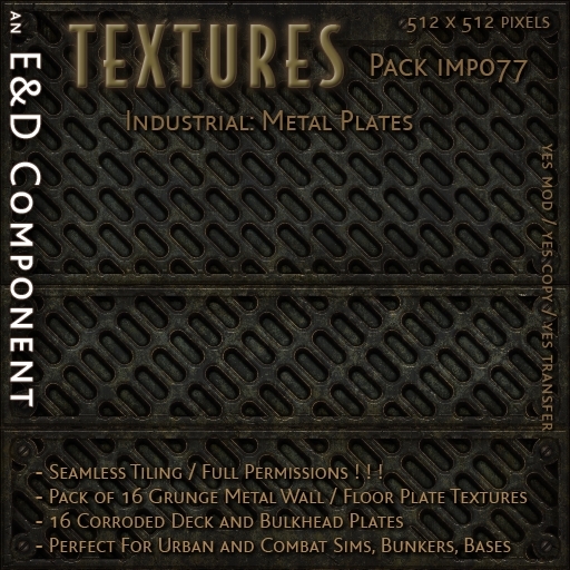 Second Life Marketplace - [IMP077] 16 Grungy, Corroded Metal Wall and ...