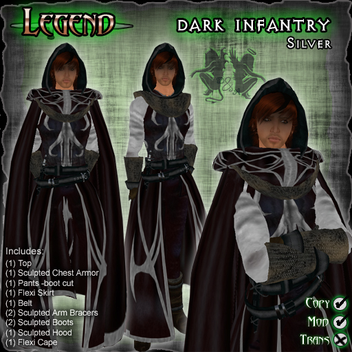 Second Life Marketplace - Dark Infantry Silver Knight Soldier Outfit.