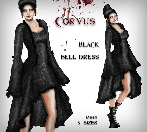 Second Life Marketplace - Corvus : Black Bell Dress