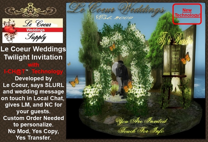 Second Life Marketplace - Le Coeur Weddings- Twighlight Invitation ...