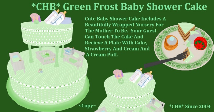 Second Life Marketplace - Green Frost Baby Shower Cake With Bonus Gift ...