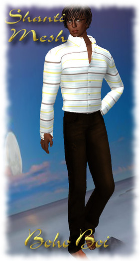 Second Life Marketplace - Shanti Boho Boi Stripes Shirt Outfit MESH v1.2