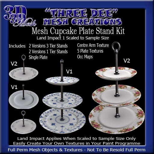Second Life Marketplace - TD Mesh Cupcake Plate Stand Kit