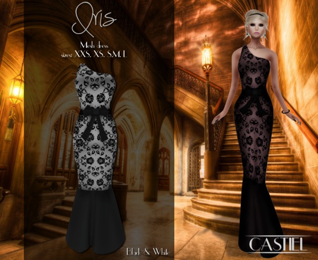 Second Life Marketplace - CASTIEL Iris dress B&W