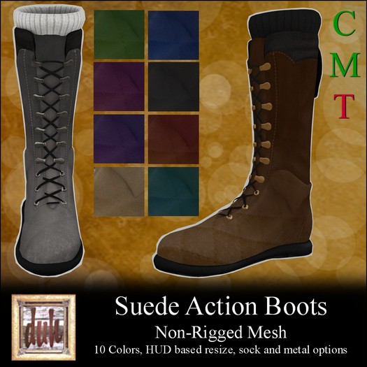 Second Life Marketplace - ::Duh!:: Suede Action Boots - All Colors With HUD