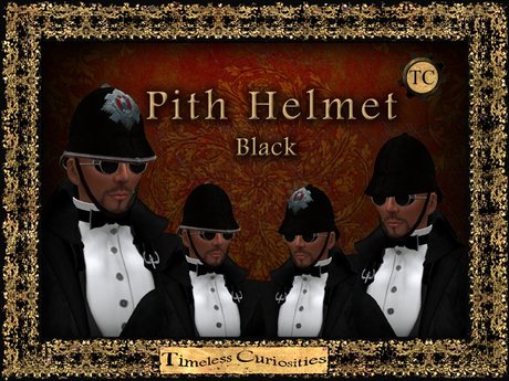 Second Life Marketplace - TC Pith Helmet black & Metal
