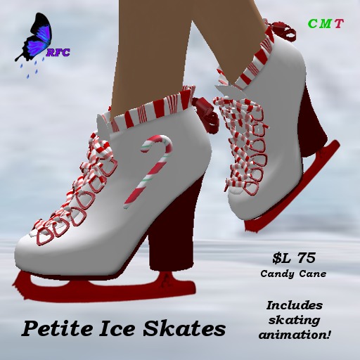 Second Life Marketplace - Petite Ladies' Ice Skates - Candy Cane
