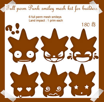 Second Life Marketplace - Full Perm Mesh punk smiley kit for builders