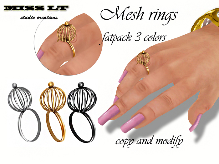Second Life Marketplace - :: Miss LT At cage mesh rings fatpack