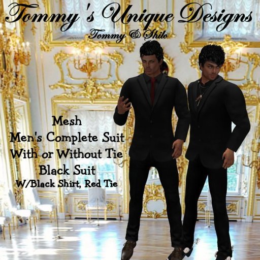 Second Life Marketplace - Mesh_Men's Complete Suit Black, Black Shirt ...