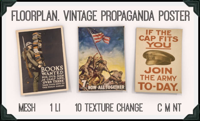 Second Life Marketplace - floorplan. vintage propaganda poster [boxed]