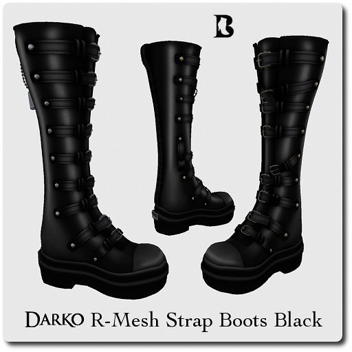 Second Life Marketplace - Blackburns Darko R-Mesh Boots Black