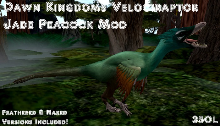 Second Life Marketplace - DK Velociraptor Jade Peacock Mod