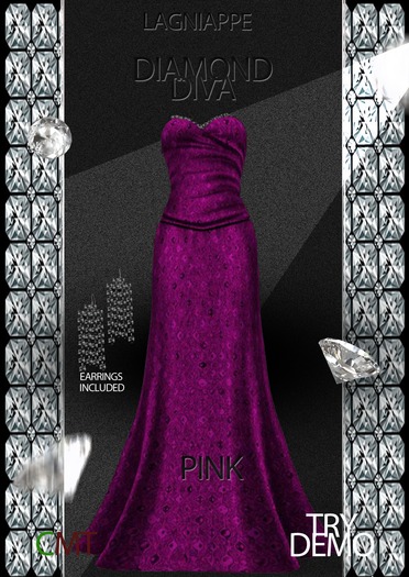 Second Life Marketplace - (lagniappe) Diamond Diva Gown Pink(wear)
