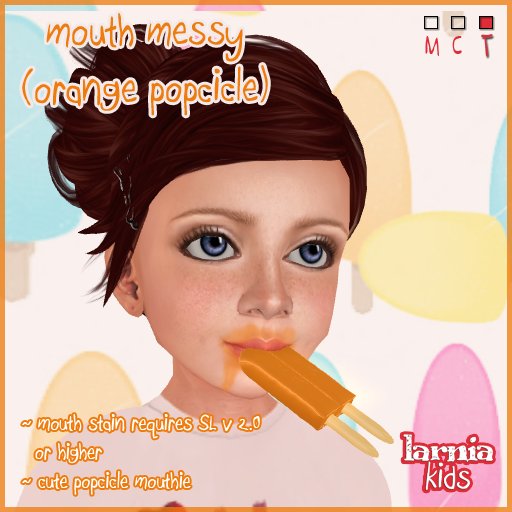 Second Life Marketplace - ~* Larnia Kids *~ mouth messy (orange popsicle)