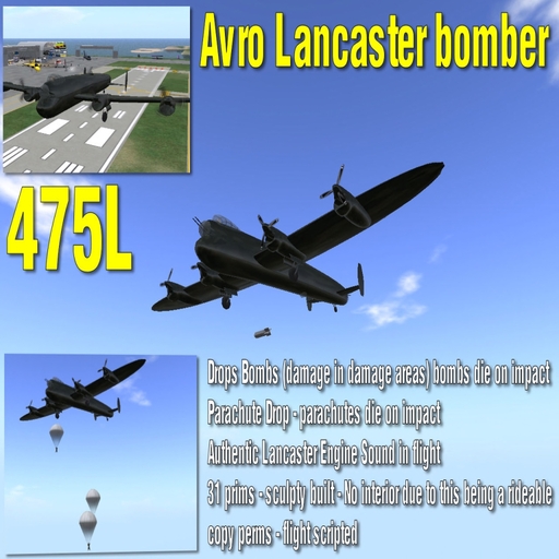 Second Life Marketplace - SWB Avro Lancaster Bomber - Full Sized - with ...
