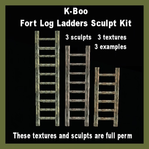 Second Life Marketplace - k-boo fort log ladder sculpt kit