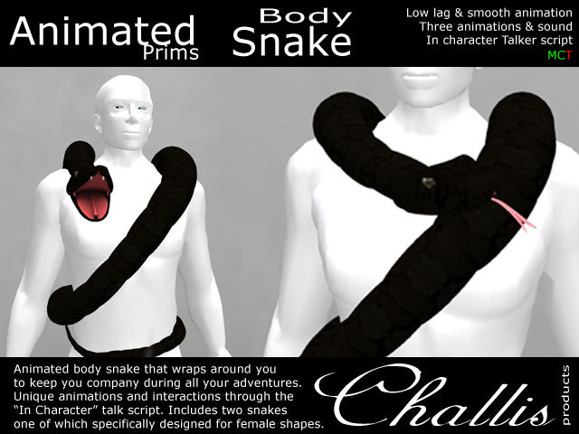 Second Life Marketplace - (Challis) Animated Shoulder Pet / Body Snake ...