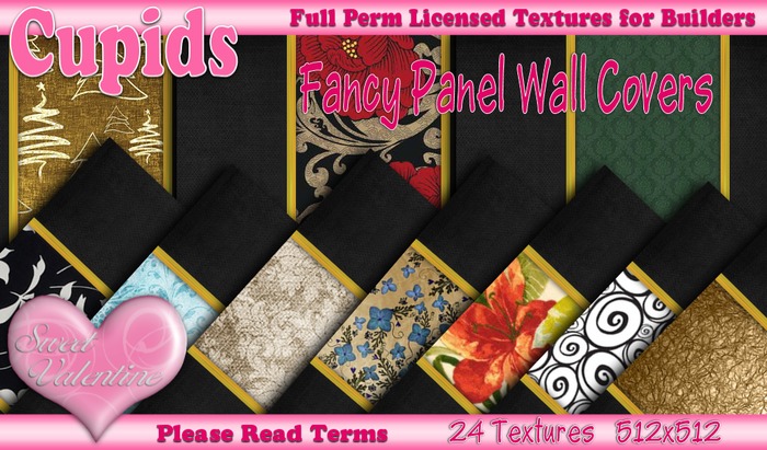 Second Life Marketplace - *Cupids Textures * 24 FANCY PANEL WALL COVERS