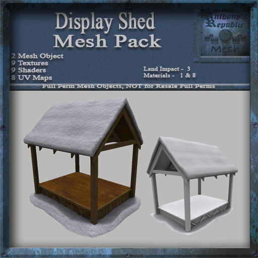 Second Life Marketplace - Market Display Shed Mesh Pack, Christmas ...