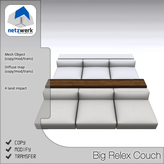 Second Life Marketplace - netzwerk - Big Relex Couch (boxed)
