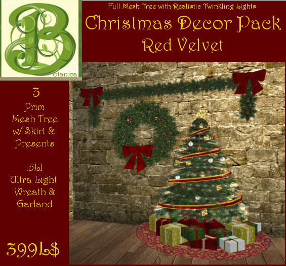 Second Life Marketplace - BG Full Mesh Red Velvet Decor Pack: Realistic ...