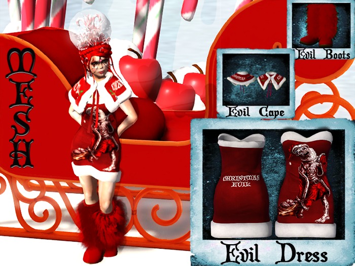 Second Life Marketplace Chimhair Mesh Evil Christmas Dead Skeleton