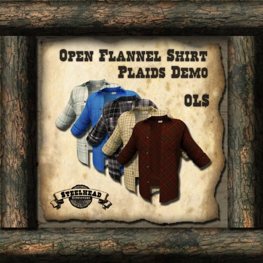 Second Life Marketplace - Steelhead Men's Mesh Flannel Shirt - Plaids Demo