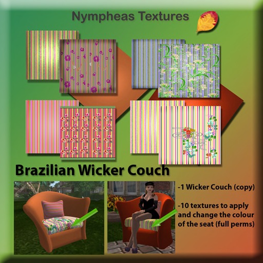 Second Life Marketplace - ##Nympheas Textures - Brazilian Wicker Couch ...