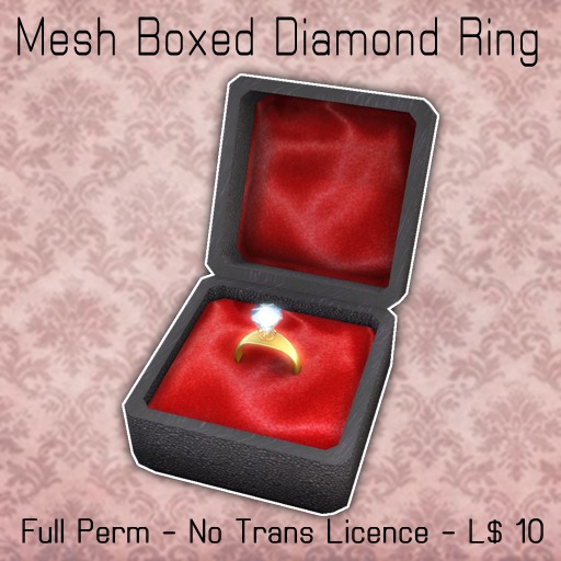 Second Life Marketplace - Full Perm Mesh Boxed Diamond Ring