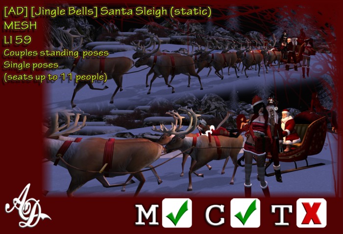 Second Life Marketplace - [AD] [Jingle Bells] Santa Sleigh