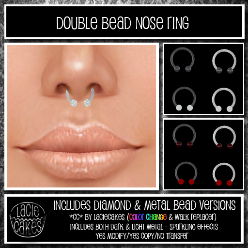 Second Life Marketplace - *CCbyLC* - Double Bead Nose Ring Piercing BOXED
