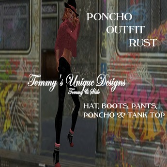 Second Life Marketplace - THUD-Poncho Outfit Rust