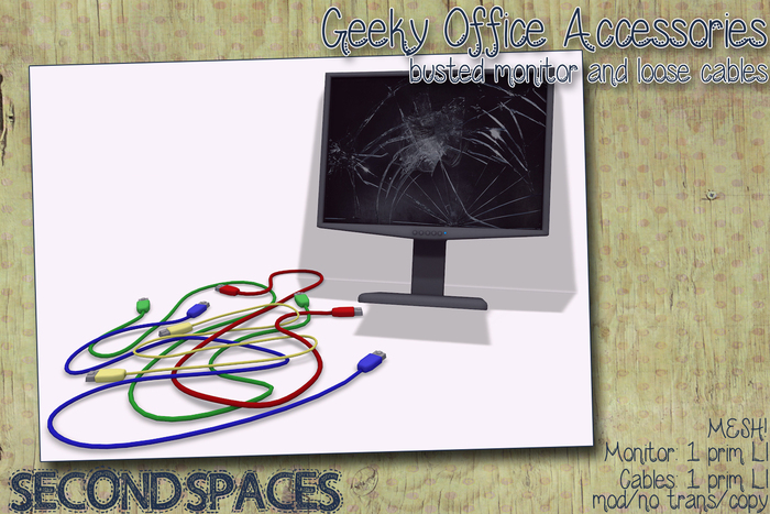 Second Life Marketplace - *Second Spaces* Geeky Office - busted monitor ...
