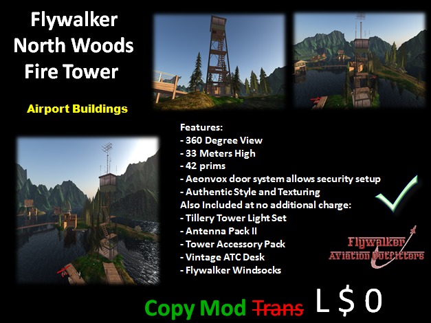 Second Life Marketplace - Flywalker North Woods Fire Tower 1.1 (BOXED)