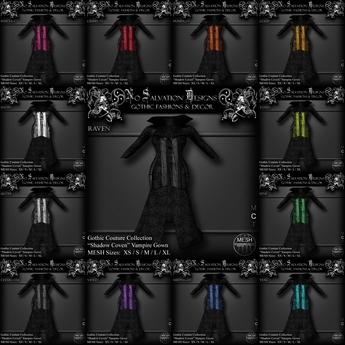 Second Life Marketplace - [[NS]] No Salvation Designs *MESH* Shadow Coven Vampire Gown MIDNIGHT ...
