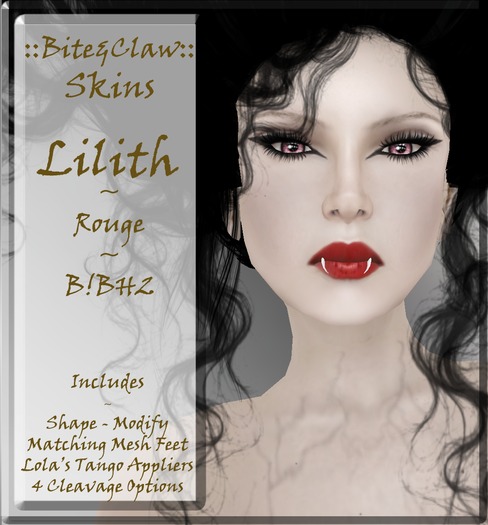 Second Life Marketplace - ::B&C:: Skins - Lilith - Rouge [Vampire/Fantasy skin tone]
