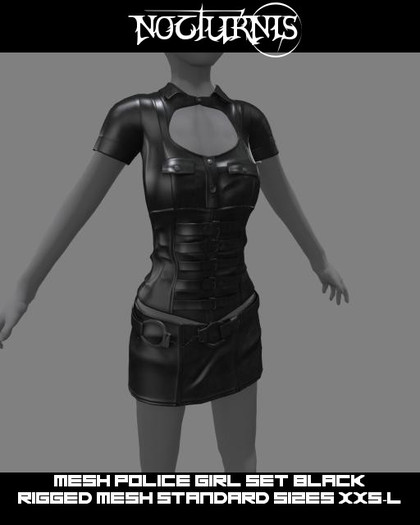 Second Life Marketplace - Nocturnis Mesh Police Girl Set Black