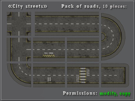 Second Life Marketplace - City streets - pack of roads