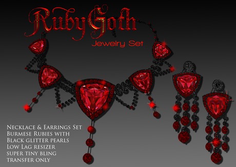 Second Life Marketplace - Exquisite Ruby Goth Jewelry Set