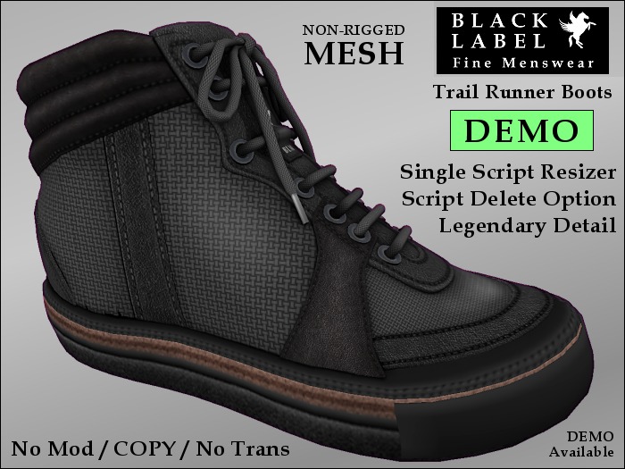 Second Life Marketplace - BLM MESH - Men's Trail Runner Boots - DEMO