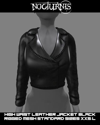 Second Life Marketplace - Nocturnis Mesh High Waist Leather Jacket Black