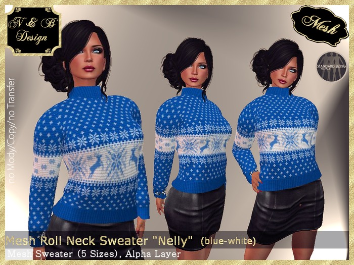 Second Life Marketplace - *N & B Design* Mesh Roll Neck Sweater "Nelly ...