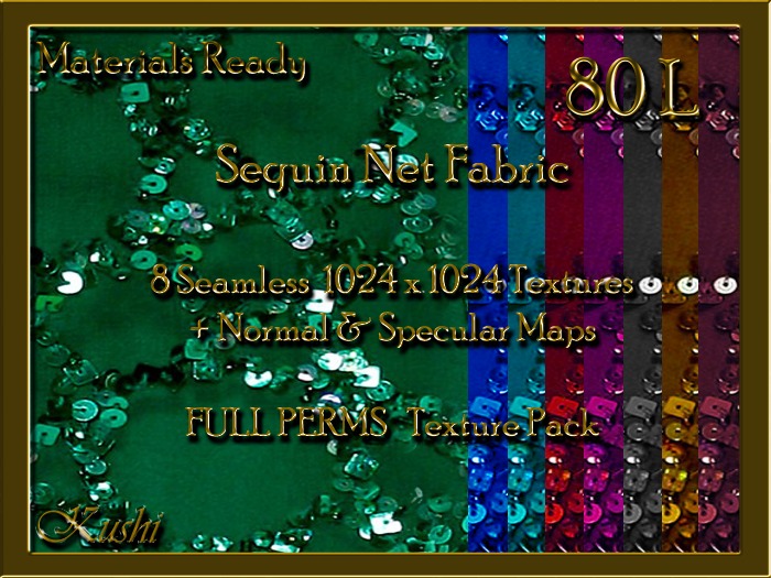 Second Life Marketplace Kushi Sequin Net Seamless Textures Materials Ready Full Perms High