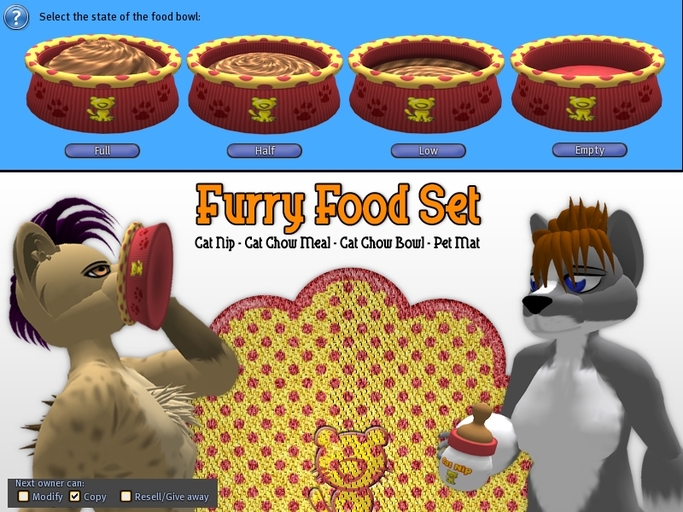 Second Life Marketplace - Villager Furry Food Set - Cat Chow