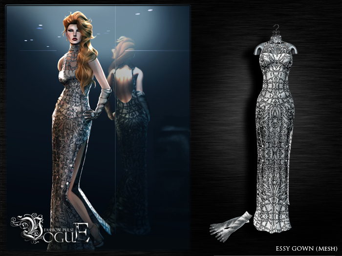Second Life Marketplace - *VoguE* Essy Sequin Gown (MESH) ~ White/Silver