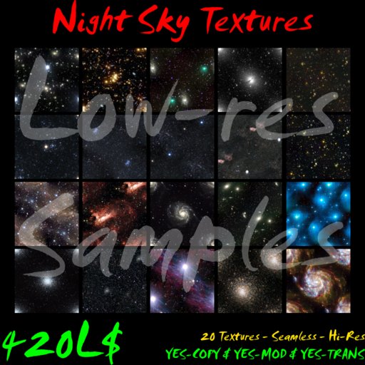Second Life Marketplace - *BD* Seamless Night Sky Textures FULL PERM by ...