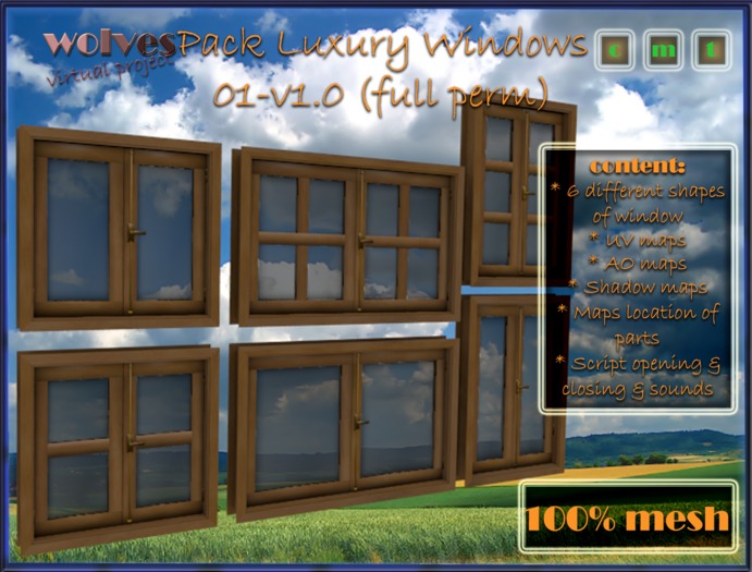 Second Life Marketplace - WVP Pack Luxury Windows 01-v2.0 (full perm)