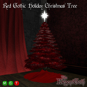 Second Life Marketplace - Red Gothic Holiday Christmas Tree Low Prim